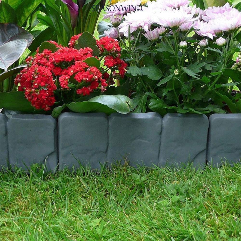 SEASONWIND Plant Border Pathway Stone Effect Cobblestone Plastic Flower ...