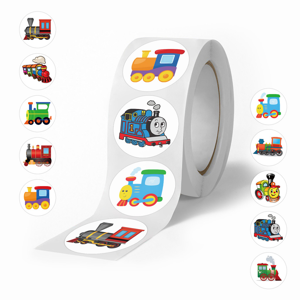 500 pcs 10 images Cartoon Trains Stickers Roll/Stickers Tape | Shopee ...