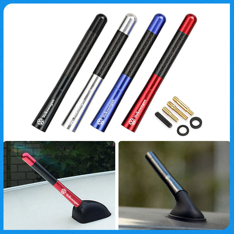 1pcs Universal 12cm Carbon Fiber Car Radio Antenna For Volkswagen Polo ...