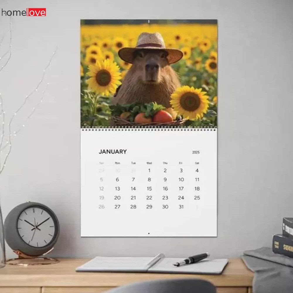 Coffee Capybara Calendar 2025 12 Monthly Wall Art Calendar with ...