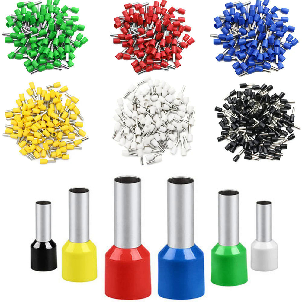 100pcs/Pack E0508 E7508 E1008 E1508 E2508 Insulated Ferrules Terminal Block Cord End Wire ...