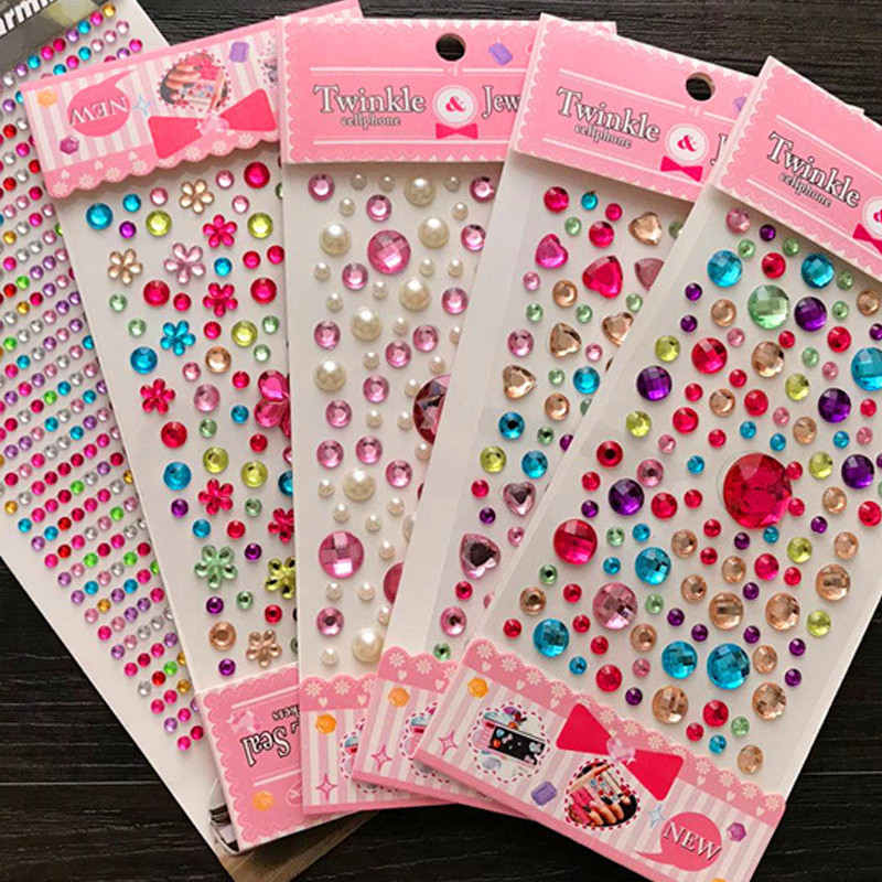 5 Sheets Colorful Acrylic Rhinestone Stickers Scrapbook Deco DIY ...