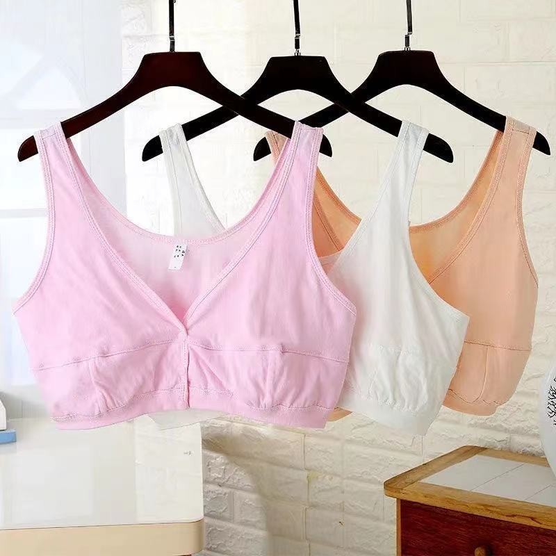 Joy Middle-aged Elderly Pure Cotton bra Front Buckle Middle-aged ...