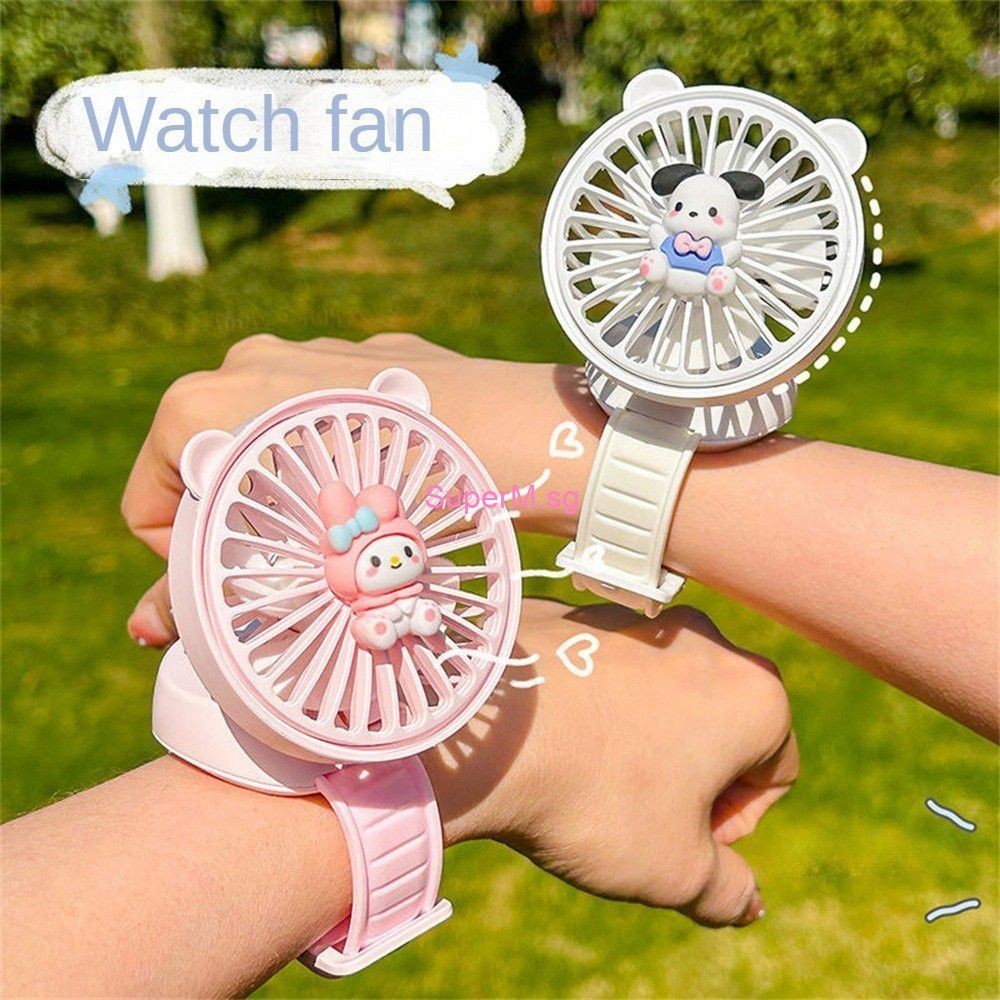 Kawali Sanrio Watch Fan,Usb Charging Cartoon Mini Wrist Style Small Fan ...