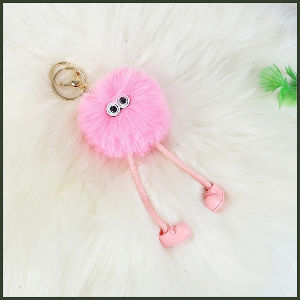 Pompom Key Chains Long Legs Fluffy Ball Pendant Cartoon Pom Pom Plush ...