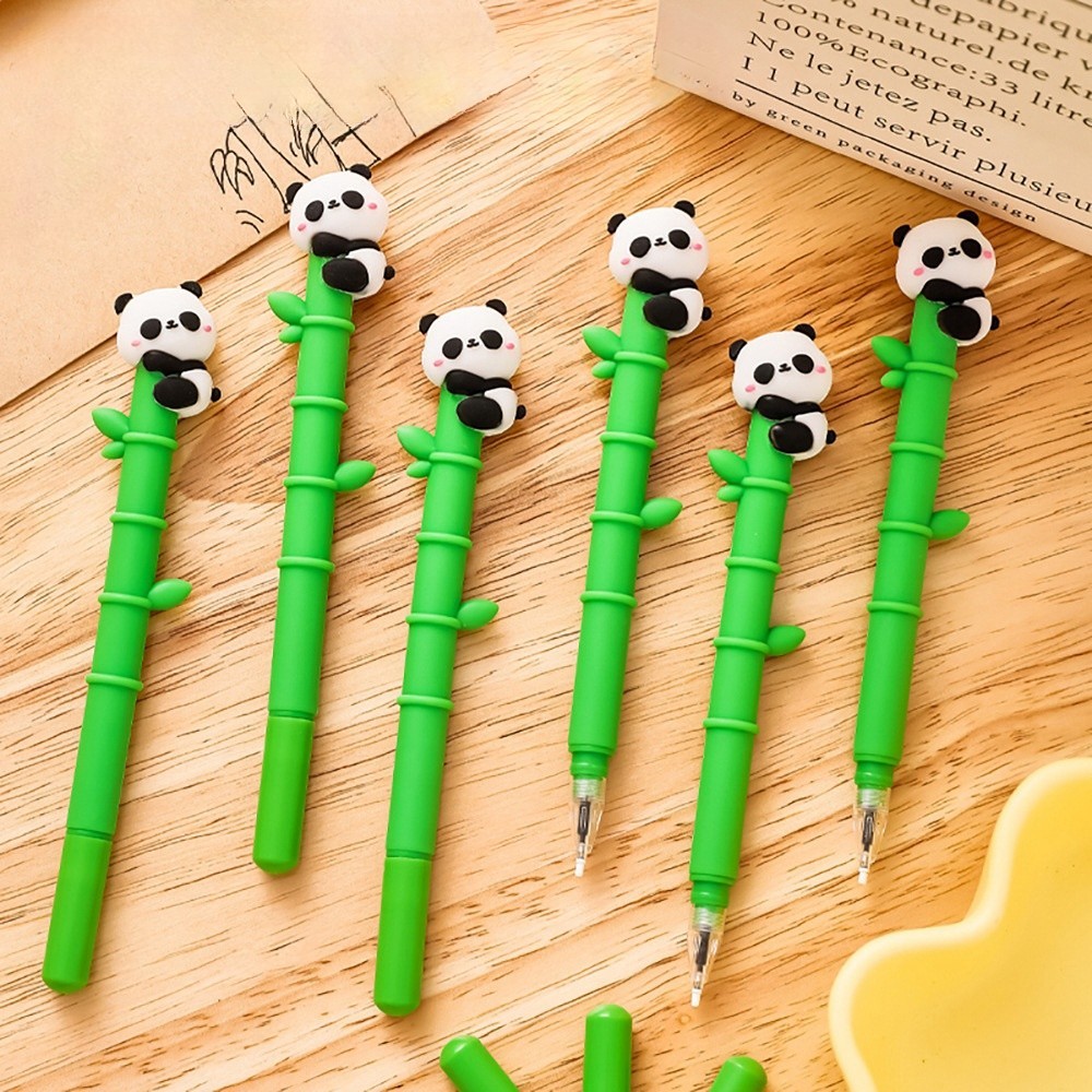 6 pcs/lot Panda Bamboo Soft Silicone Gel Pens For Writing Cute ...