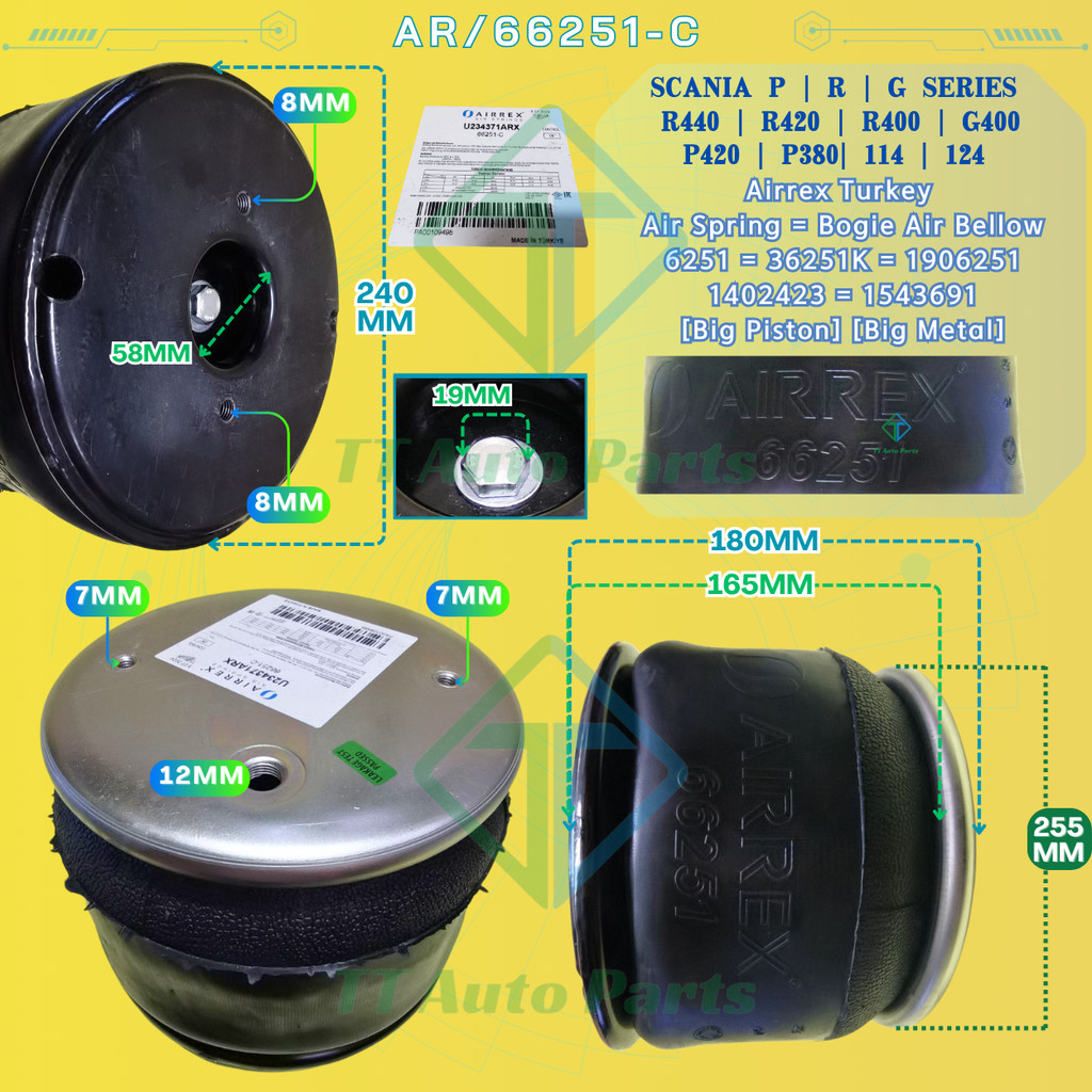 Air Spring Scania P Series 124 [Big Metal Big Piston Bogie Air Bellow ...