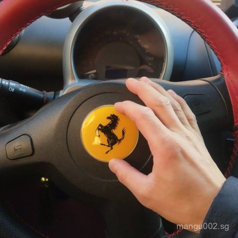 Ferrari logo Modified Car Emblem Steering Wheel Logo Wheel Hub Cap ...