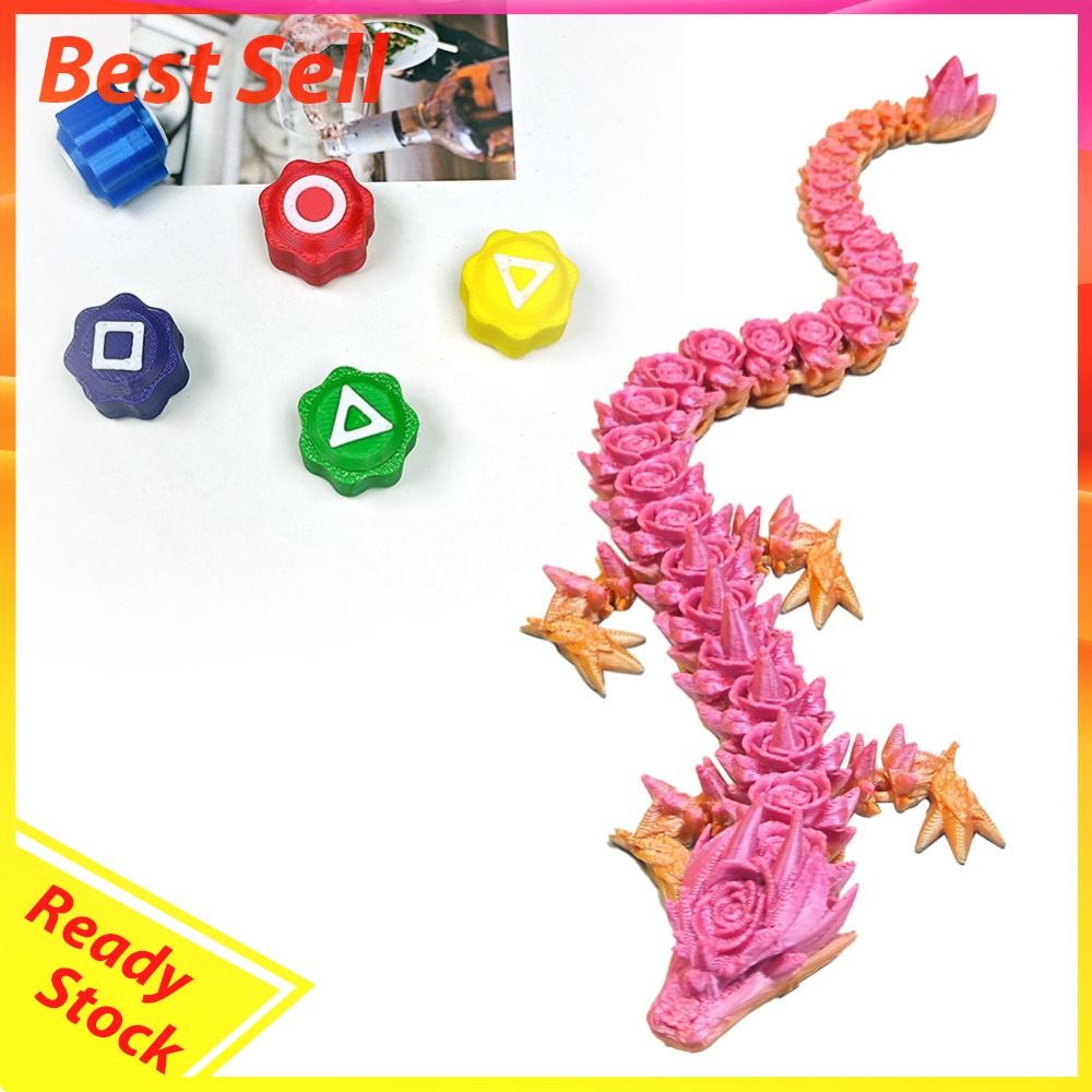 3D Printed Rose Dragon Articulated Dragon Fidget Toy Desk Decor and ...