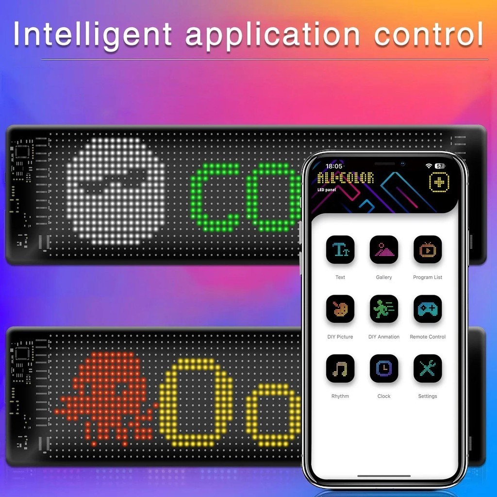 DIY Scrolling Led Matrix Panel USB 5V IP65 Waterproof Multilingual App ...