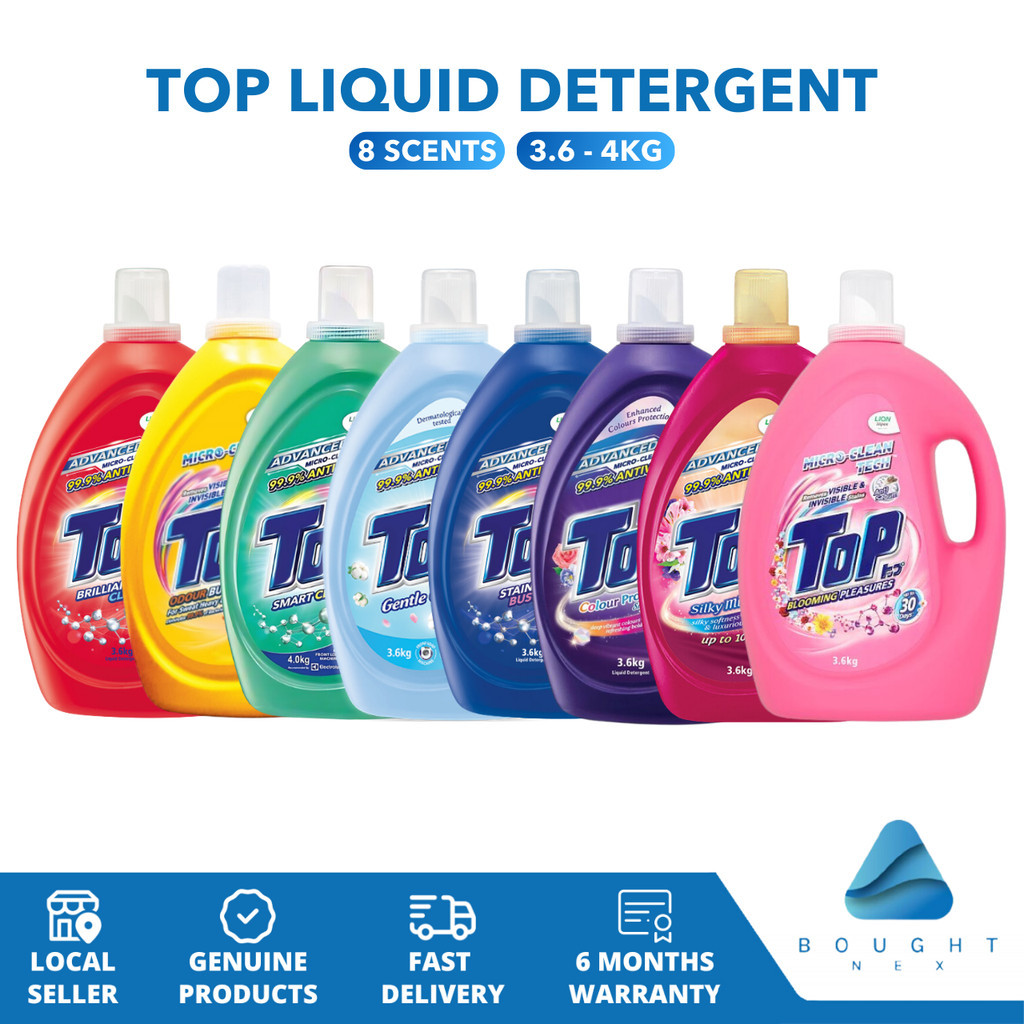 Top Liquid Detergent 3.6kg/4kg, - Odour & Stain Bluster, Color Protect | Shopee Singapore