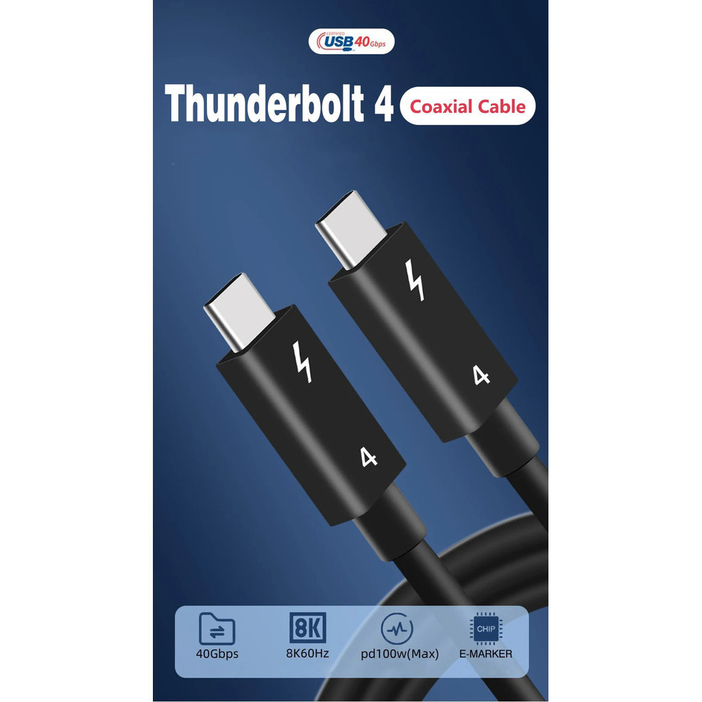 2m Thunderbolt 4 coaxial cable USB4 type c to type c 40Gbps PD 100W Fast charging Cable for egpu ...