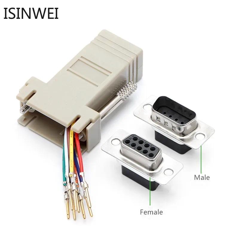 DB9 Female/Male DB9 To RJ45 Adapter Connector Rs232 Modular Cab-9as ...