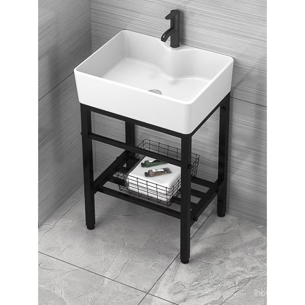 Small Apartment Floor-Standing Ceramic Wash Basin Bathroom Sink ...