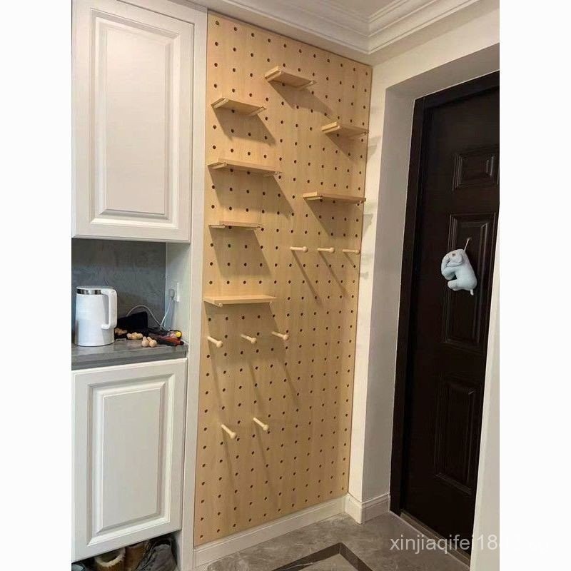 [5455Positive Review]Perforated Board Wall Shelf Solid Wood Board ...