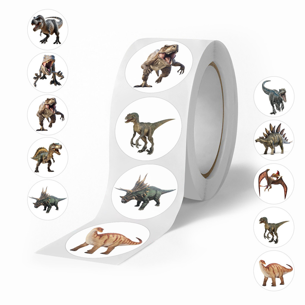 500 pcs 10 images Real Jurassic Dinosaurs Stickers Roll/Stickers Tape ...