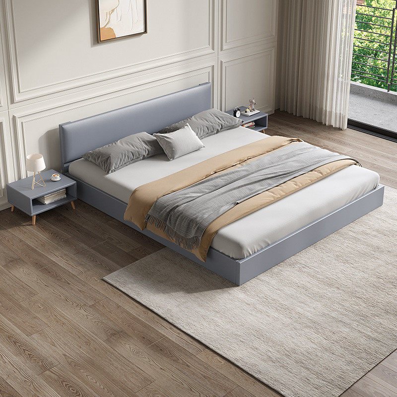 Solid Wood Bed Simple Tatami Double Master Bedroom Home Floor Bed ...