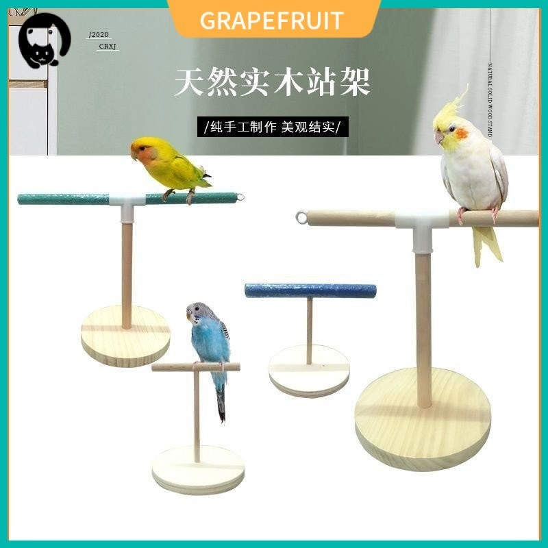 Training Interactive Solid Wood Stand Training Frame Bird Stand Parrot ...