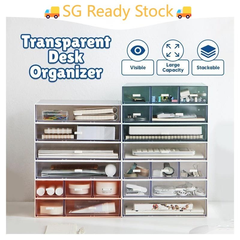 Stackable Desktop Storage Box Desk Organiser Drawer Cosmetic Storage ...