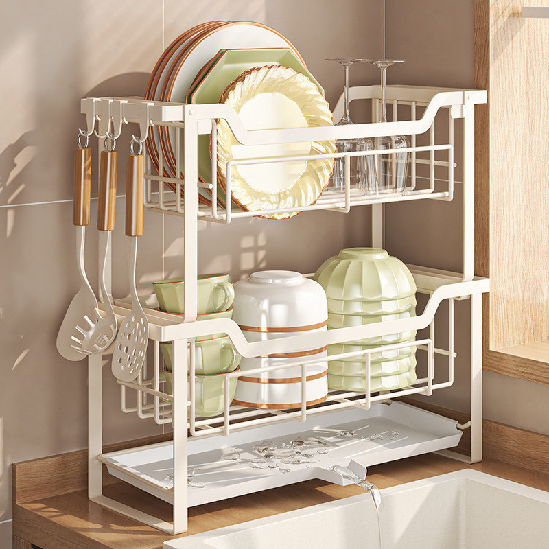 2-LAYER Kitchen Drying Dish rack Drain Rack Dish Drying Rack with ...