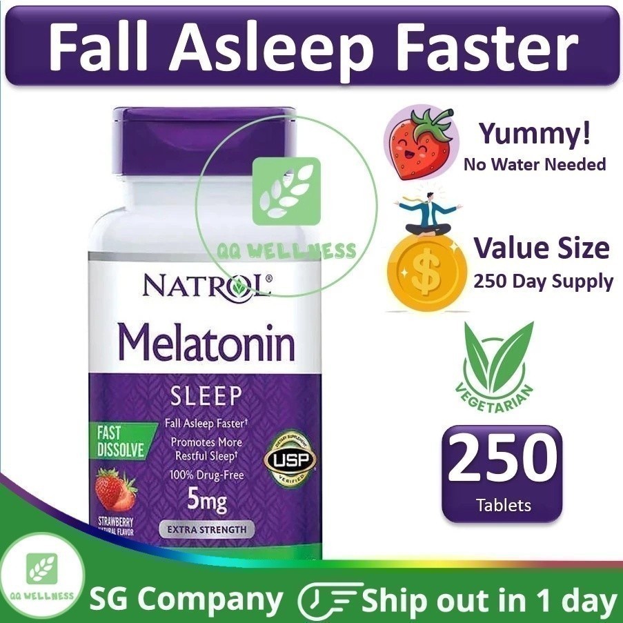 👍Natrol Melatonin 5 mg Fast Dissolve Tablets 250 Tablets Vegetarian ...