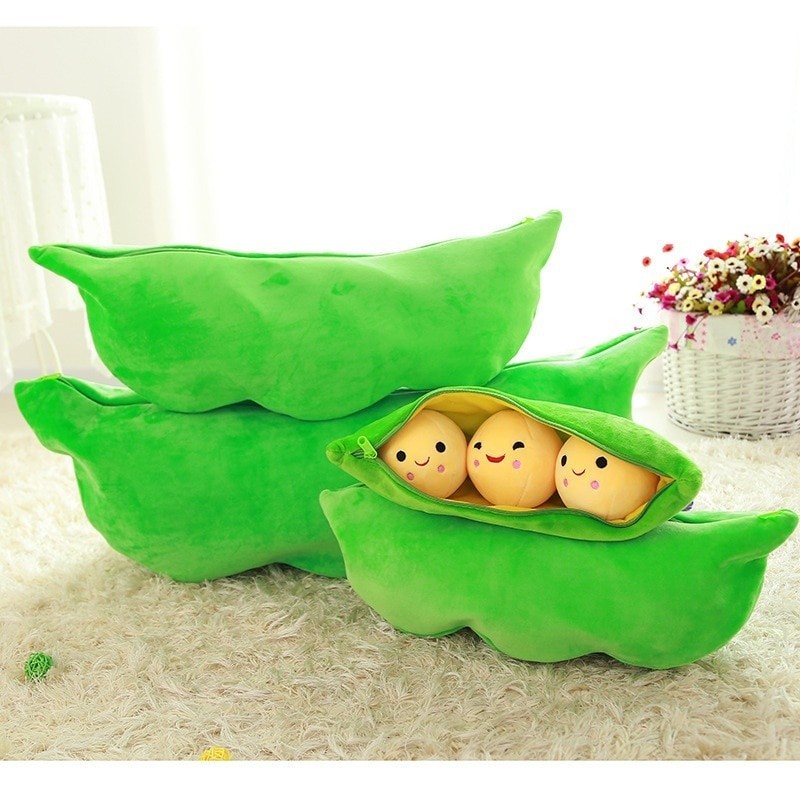 【Super Cute】50cm Cute Bean 3 Peas in a Pod Plush Toy Soft Throw ...