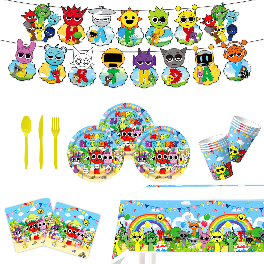 Incredibox Sprunki Birthday Theme Party Cups Plates Tablecloths Tissues ...