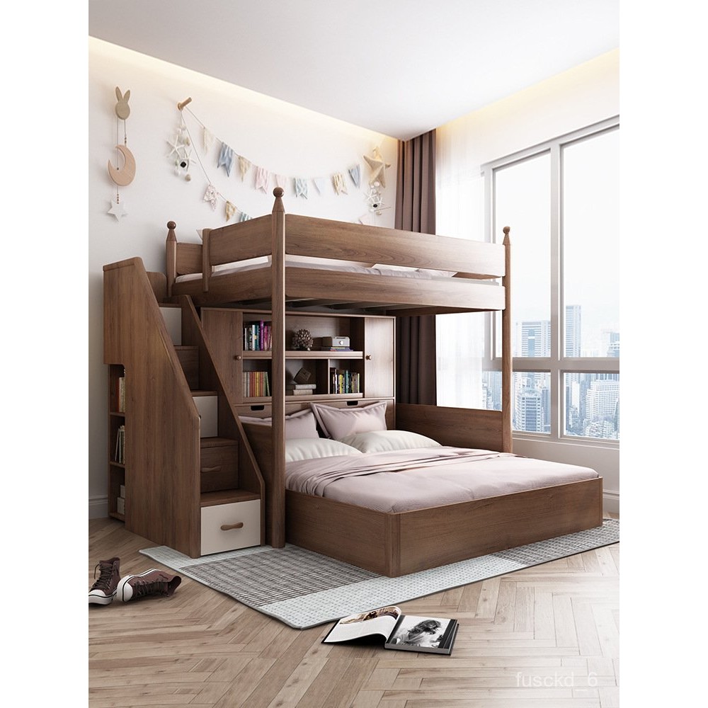 J-H/Stacked Bunk Bed with Desk and Wardrobe for Small Spaces, Elevated ...