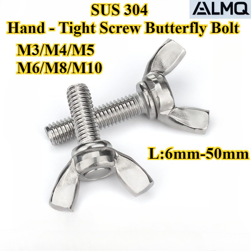 [LMQ-DXLS] 304 Stainless Steel, Hand - Tight Screw Butterfly Bolt M3/M4 ...