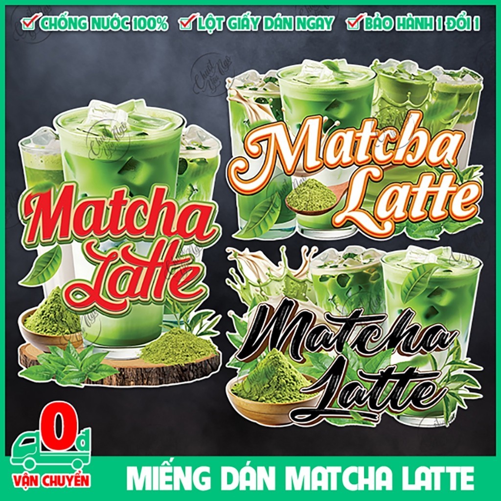 Matcha LATTE sticker decal decoration green tea fresh milk decor milk ...