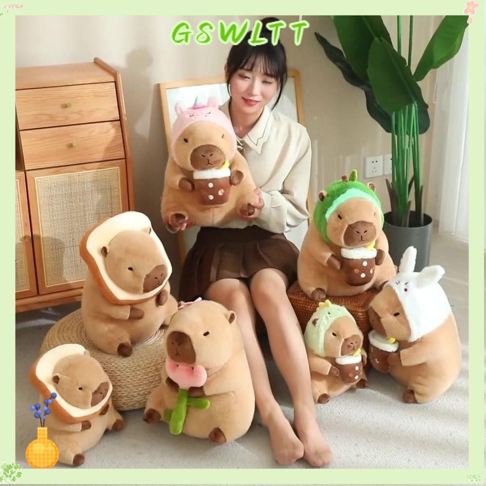 GSWLTT Capybara Plush Toy, Fruit Food Decor Dress Boba Bread Cartoon ...