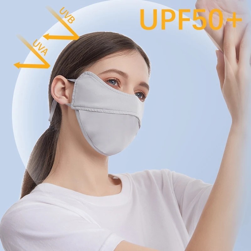 UV Sun Protection Ice Silk Sunscreen Mask New Breathable Washable ...