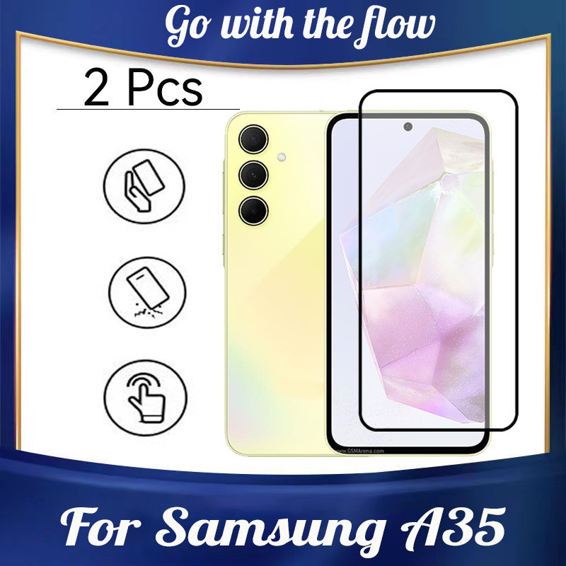 Samsung A35 5G 2 Pcs Tempered Glass Screen Protector For Samsung Galaxy A55 A25 A15 A05 A05s A54 ...