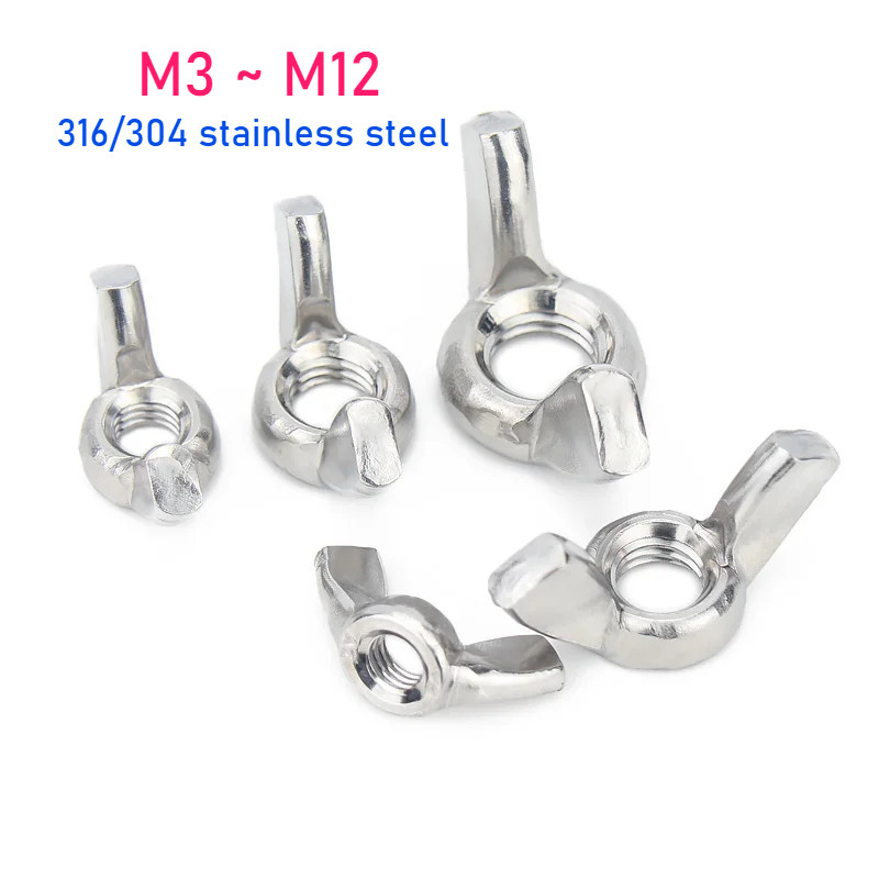 M3 M4 M5 M6 M8 M10 M12 304/316 Stainless Steel Butterfly Wing Nuts Hand ...