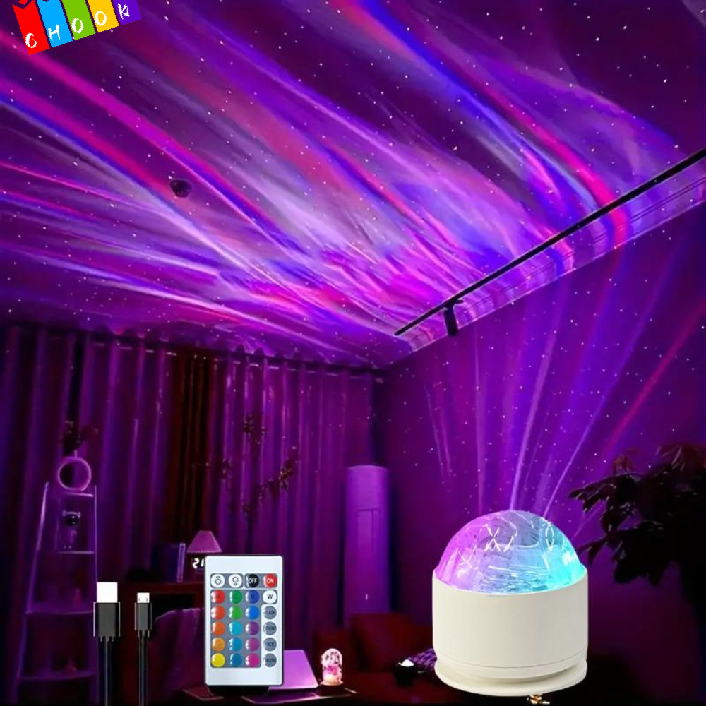 CHAAKIG Ocean Wave Aurora Lamp, USB Powered Waterripple Aurora Light ...