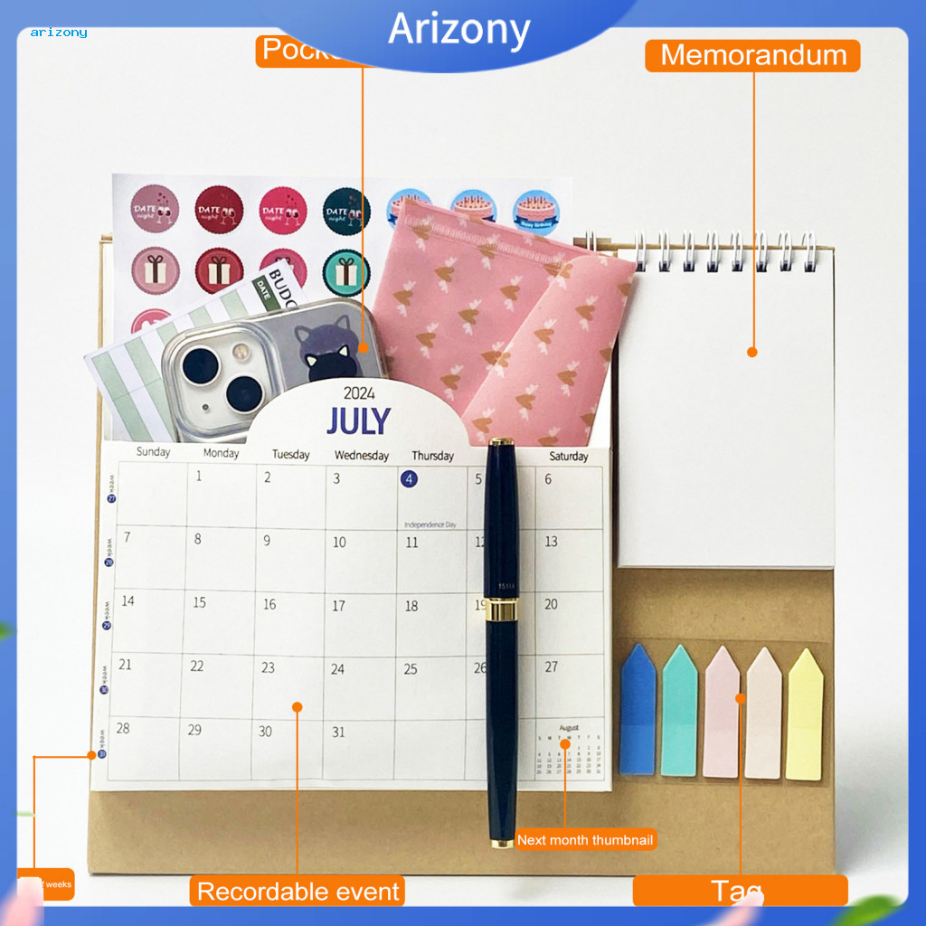 《penstok》 Spiral Bound Desktop Calendar 2025 Desk Calendar with Notepad ...