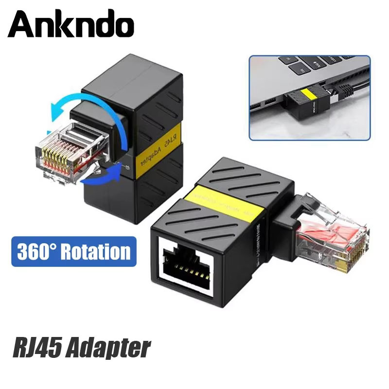 360° Rotation Gigabit RJ45 Network Adapter 90 Degree Right Angle Elbow ...