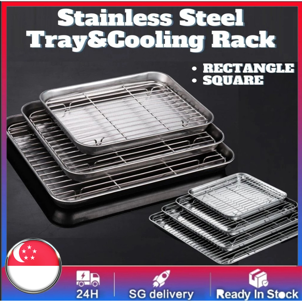 【SG STOCK】toStainless Steel Oven Baking Tray Removable Cooling Rack Set ...