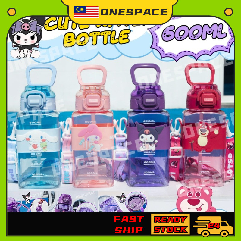 600ml Botol Air Kuromi Bottle Kids Straw Bpa Free Botol Air Sanrio ...
