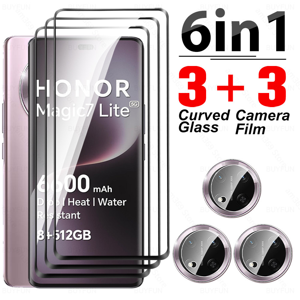 6in1 For Honor Magic7 Lite Curved Tempered Glass Camera Film Honor X9c ...