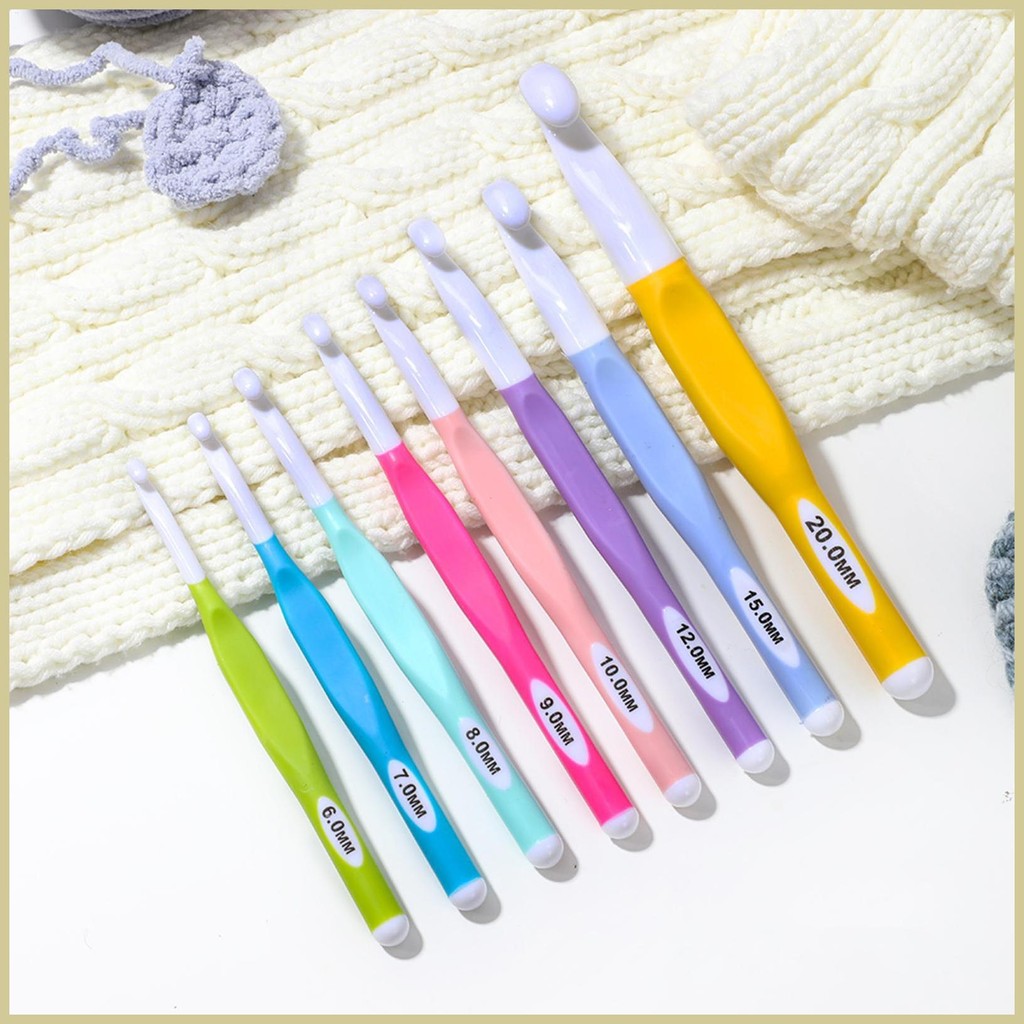 Crochet Hook Kit 8 Pieces Knitting Hook Rubber Handle Crochet Needle ...