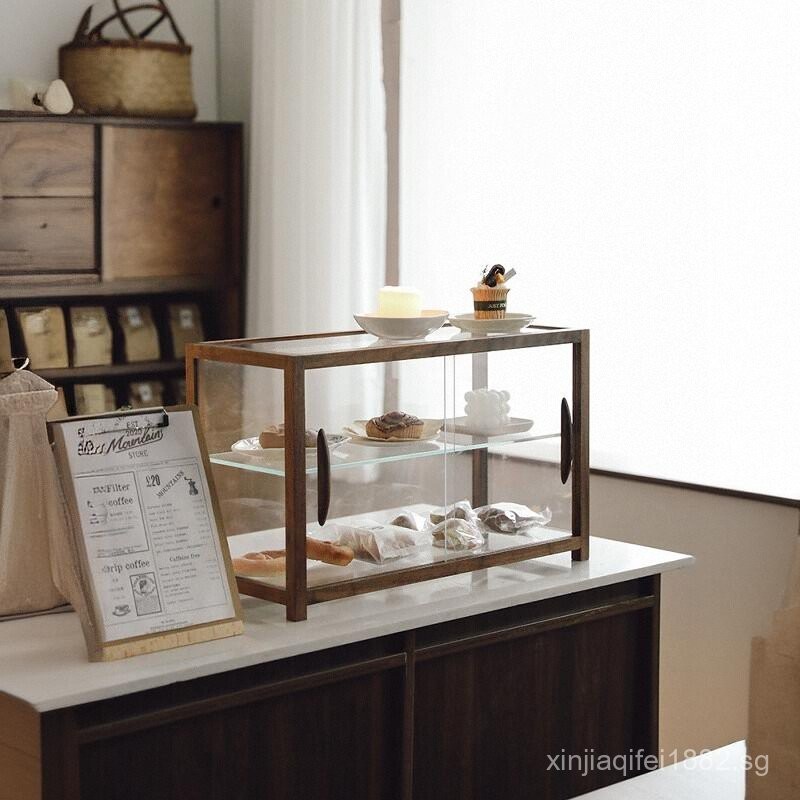 Retro North American Black Walnut Solid Wood Glass Bread Display ...