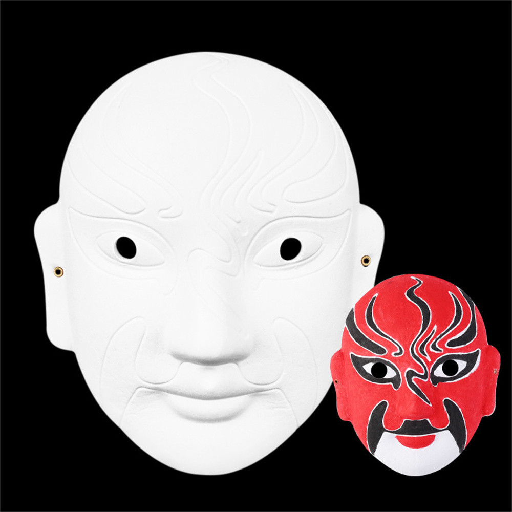 Chinese Peking Opera Mask White Paper Mask Half Face Masquerade Mask ...