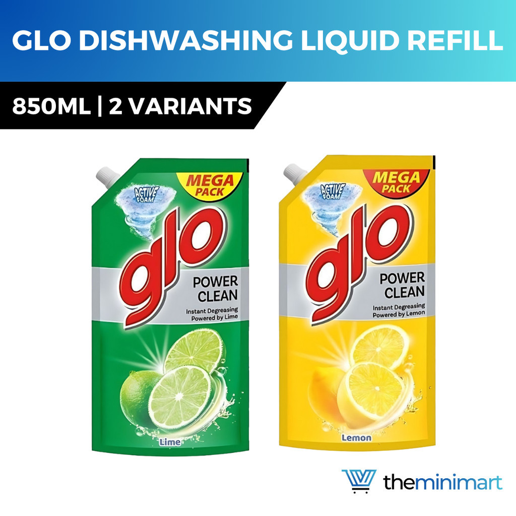 Glo Dishwashing Liquid Refill 850ml Lime and Lemon Concentrate Power ...