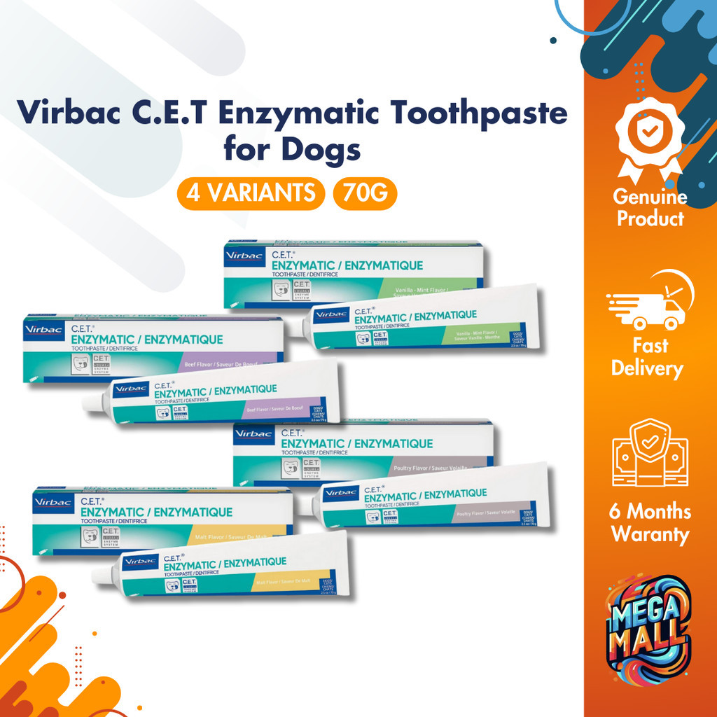 Virbac C.E.T Enzymatic Dog Toothpaste 70g - Beef, Poultry, Malt ...