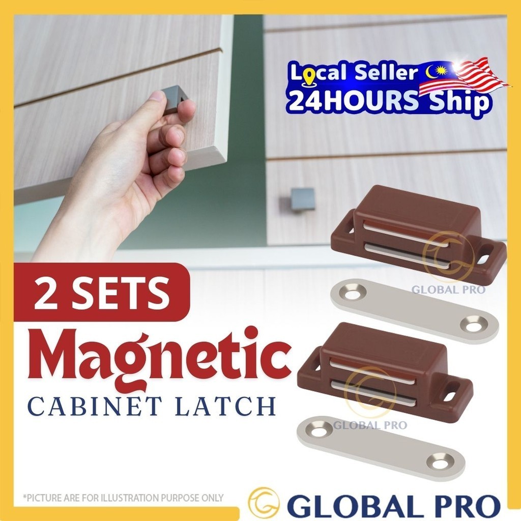2 SETS Cabinet Latch Magnetic Door Magnetic Stopper Holder Cabinet ...