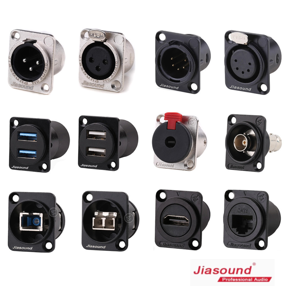 D Type Rack Patch Panel 1U Cabinet Balanced XLR BNC SDI 6.35 CAT6 USB3 ...