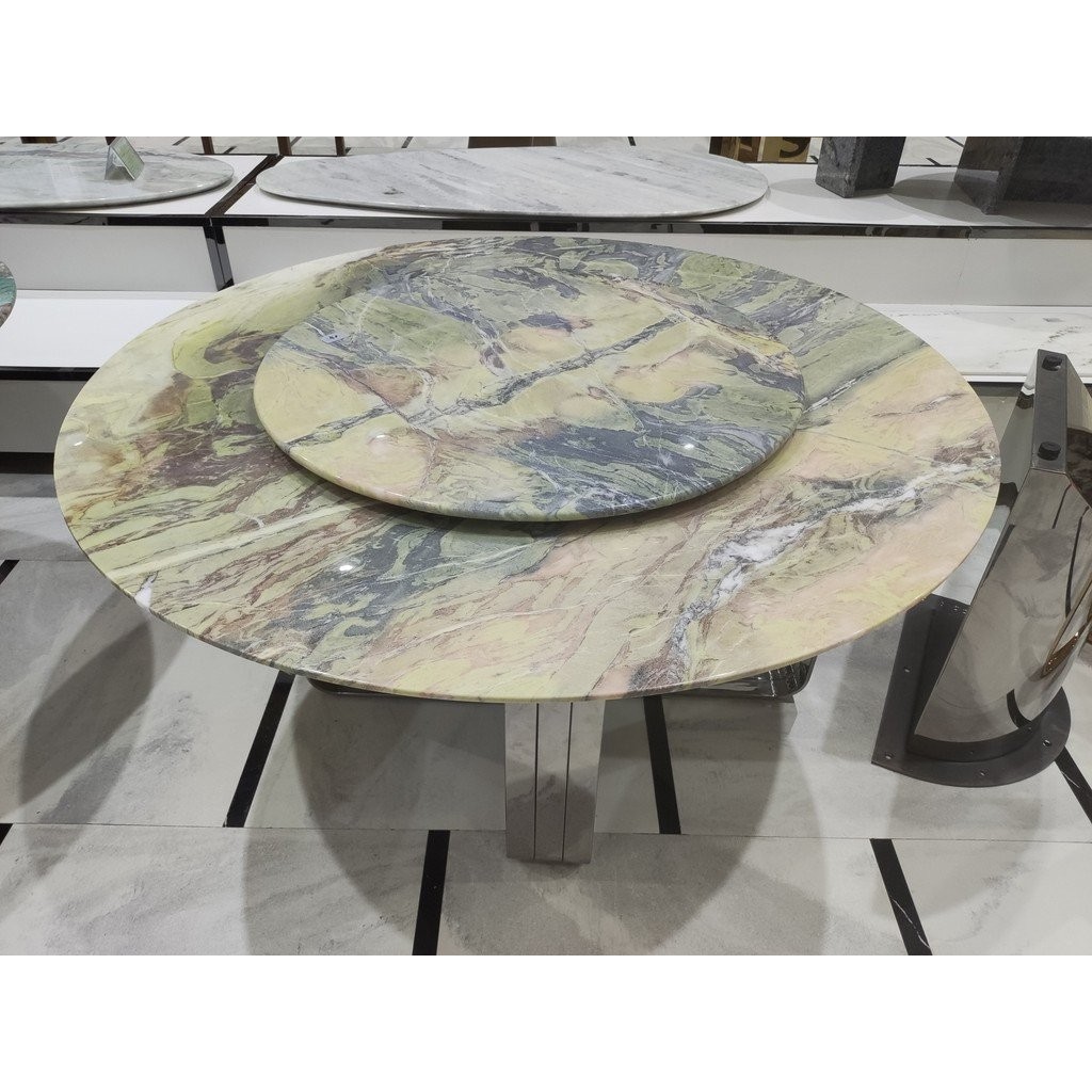 Natural Marble Dining Table Lotus Pond Moonlight Round Dining Table ...