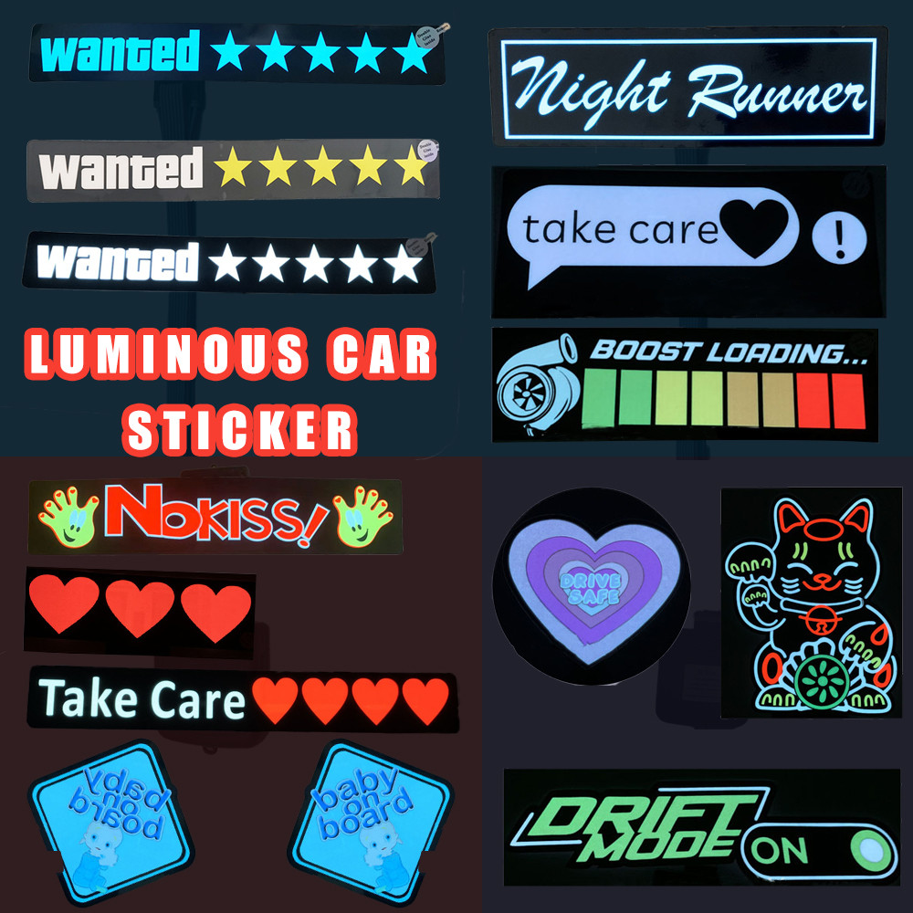 LED Sticker Lights Windshield Sticker Car Decals Safety Signs Car ...