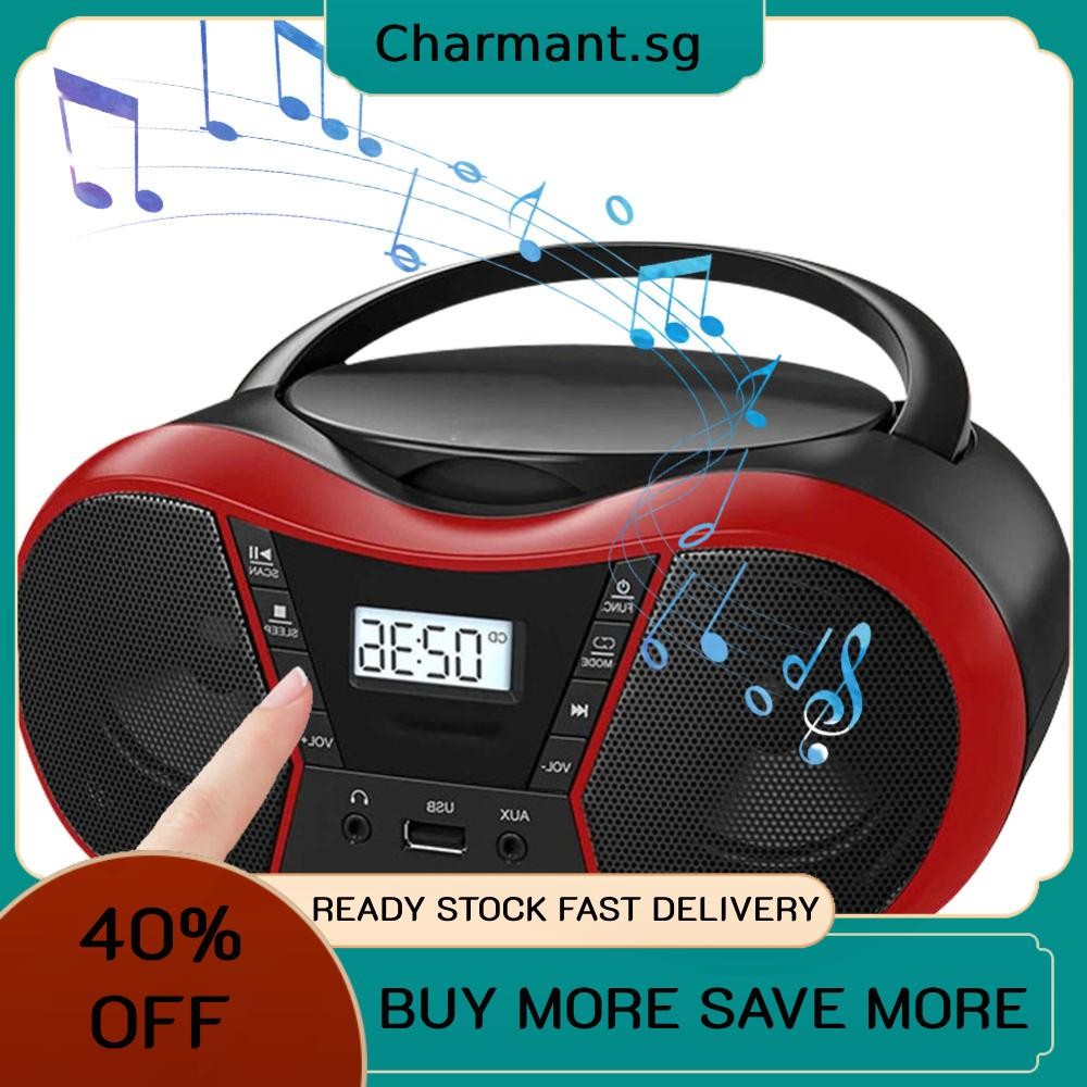 Portable Stereo CD Player Boombox with FM Radio Bluetooth-Compatible ...